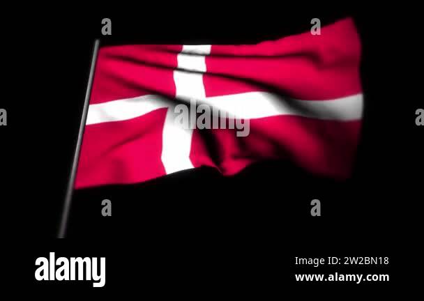 Denmark flag , Realistic 3D animation of waving flag. Denmark flag ...