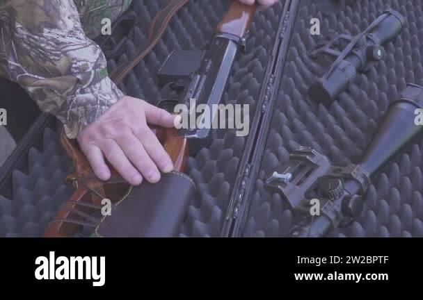 sniper rifle in a case and sniper hands Stock Video Footage - Alamy