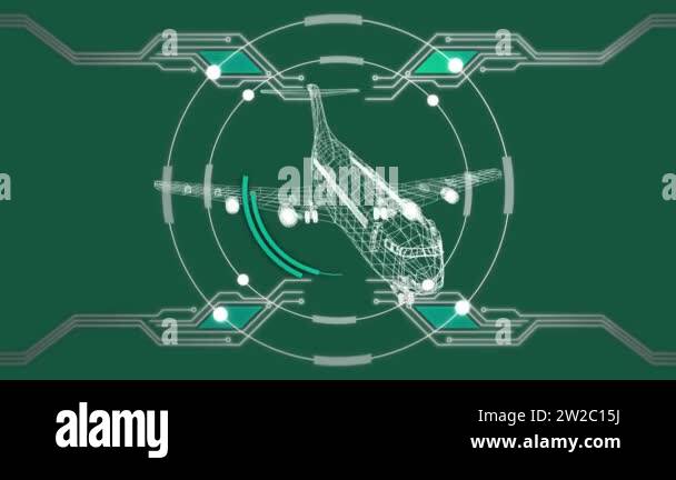 Animation of 3d technical drawing of model of aeroplane in white ...