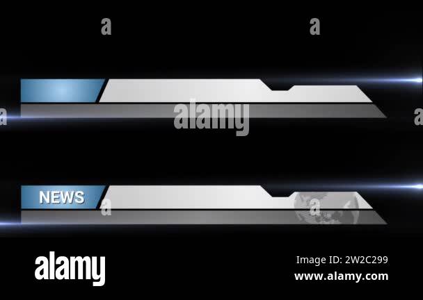 Original animated lower third for titles at black background. Blue ...