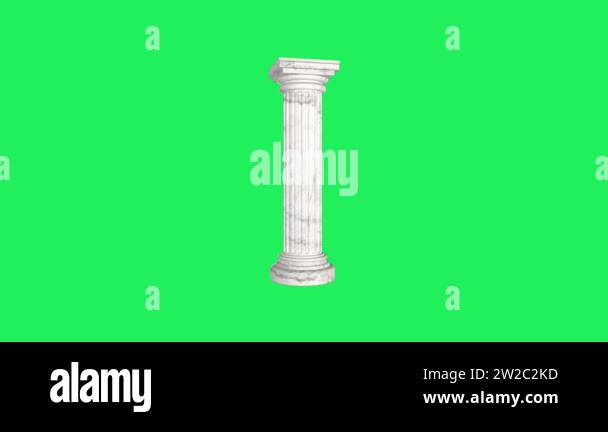 Realistic roman style stone pillar with green background Stock Video ...