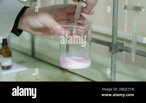 Laboratory control experiments. Milk testing. Reagent and milk mixing ...