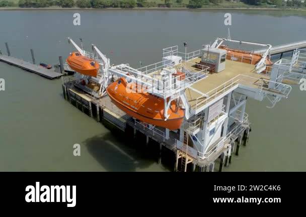 Maritime and Offshore Safety Lifeboat Training Jetty Stock Video ...