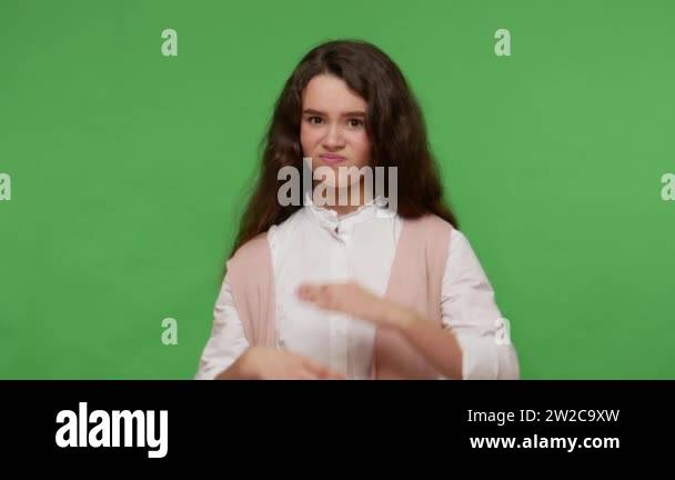 Please stop, I need break! Displeased tired teenage brunette girl in ...