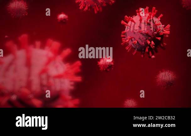 Coronavirus (Covid-19) cells in realistic 3d animation. Pandemic virus ...