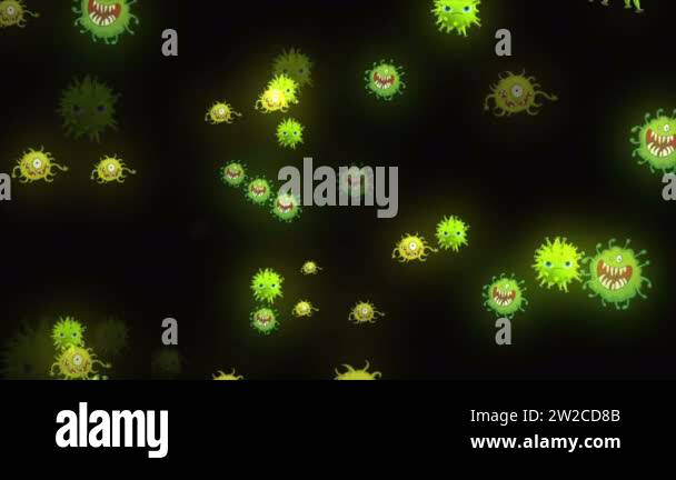 Medical illustration 2d, 3d animation background of cells, bacteria ...
