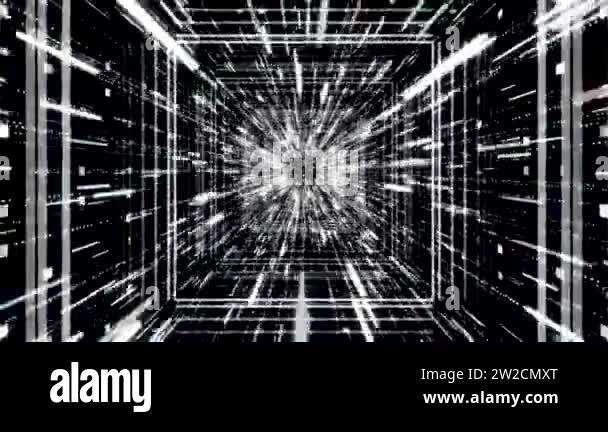 Hyperspace jump through stars, time, and cosmic tunnel, seamless loop. Animation. Abstract ...