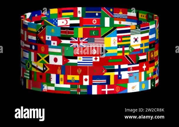 Flags of the world rotate. 3d animation. Unique video Stock Video ...