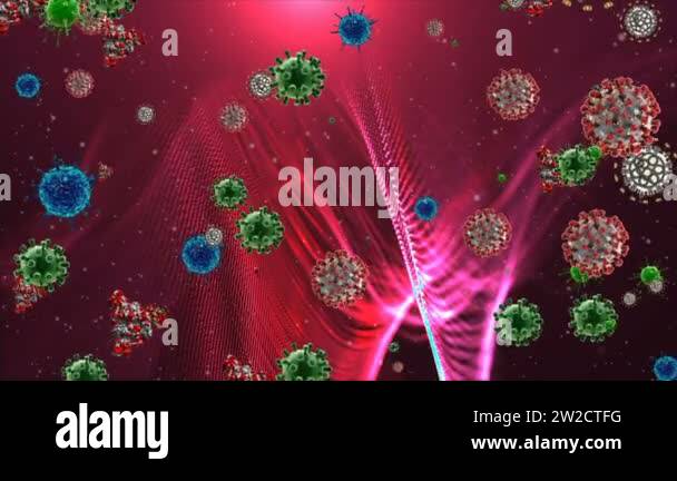 Medical illustration 2d, 3d animation background of cells, bacteria ...