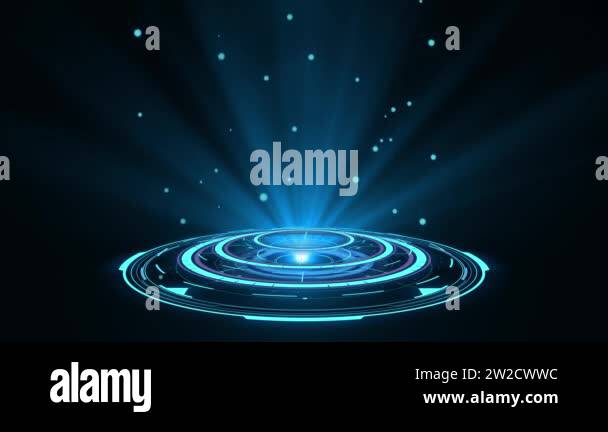 Rounded blue hologram HUD design animation. Digital technology concept ... Rounded blue hologram HUD design animation. Digital technology concept ...