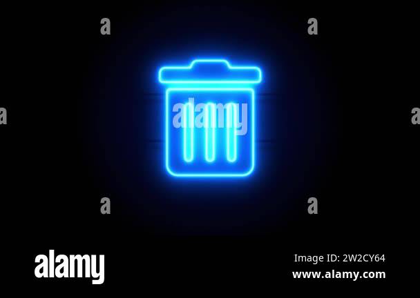 rubbish bin neon sign appear in center and disappear after some time ...