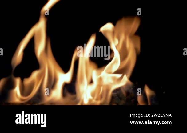 Fire inferno element on black background slow motion imploding Stock ...