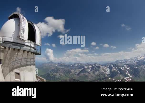 looping cinemagraph of the Pic du Midi Observatory, Pyrenees, France ...