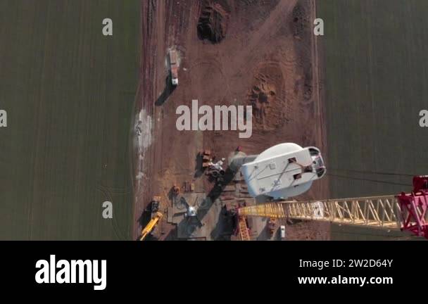 Building process of wind energy power tower mill, under construction ...