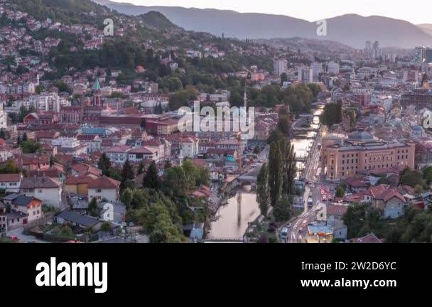 City view of Sarajevo from most popular panoramic spot in Sarajevo day ...