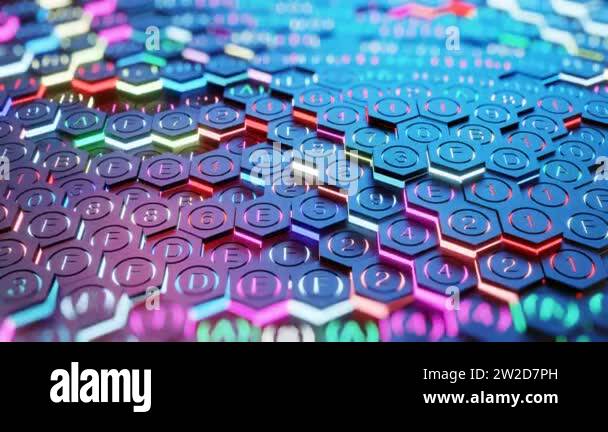 Abstract Modern Futuristic Surface Honeycom Hexagon Pattern With White Light And Hexadecimal