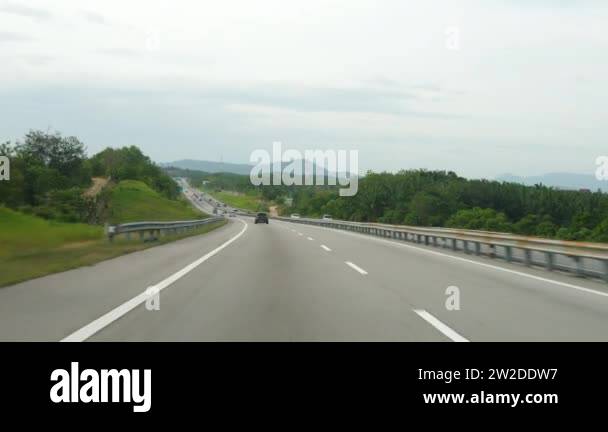 Asphalt expressway two-way road for cars Stock Video Footage - Alamy