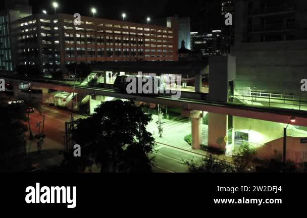 Miami tram arriving at metrorail platform station Stock Video Footage ...