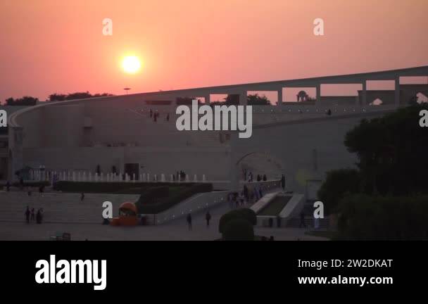 Katara Cultural village at sunset with multi purpose hall amphitheater ...