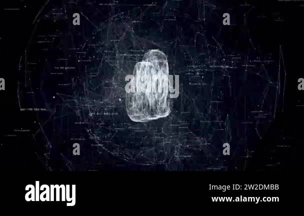 cloud computing tech animation of cloud symbol from the chaotically slow moving connected points ...