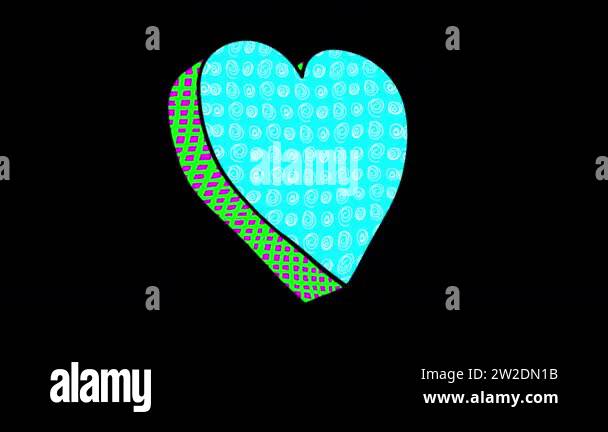 Seamless funny animation of extruded heart shape in comic style ...