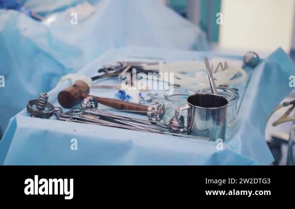 Surgical instruments for operation. Surgical instruments and tools on a ...