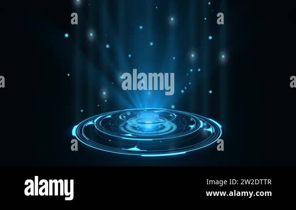 Rounded blue hologram HUD design animation. Digital technology concept ...