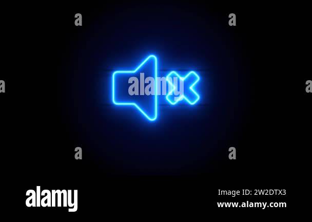 Mute neon sign appear in center and disappear after some time. Animated ...