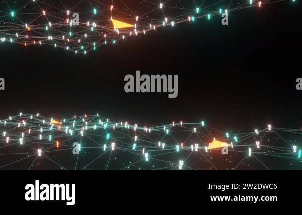 Abstract line lighting frame structure pattern wireframe polygon futuristic particle Key icon 3D ...