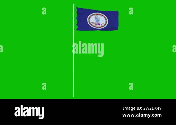 Virginia Flag Waving on wind on green screen or chroma key background ...