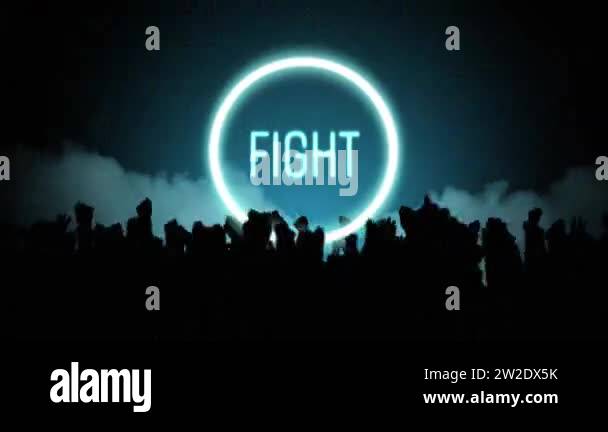 Animation of vintage video game screen with the word Fight written in ...