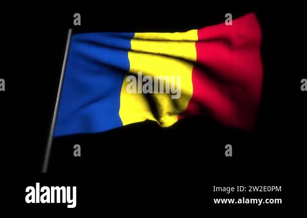Romania flag , Realistic 3D animation of waving flag . Romania flag ...