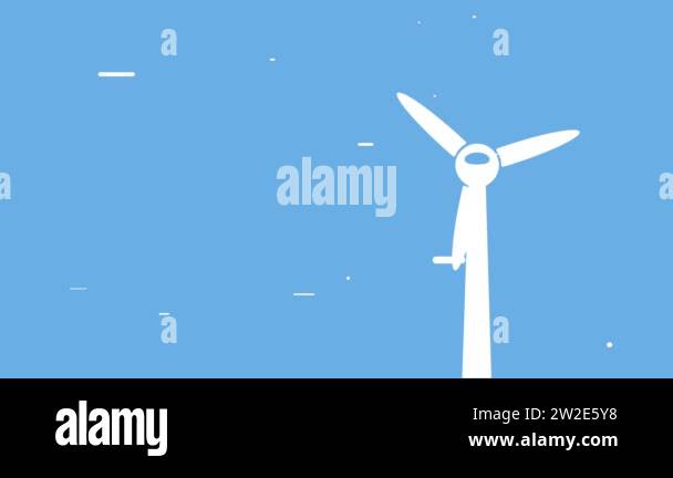 Wind turbine, simple animation with rotating wind turbine and wind ...