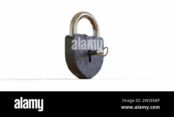 4K Animation Closing Process of 3d Steel Locker, Padlock Symbol, Key ...