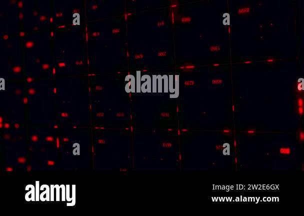 Abstract futuristic data background, varying code in red color, movement of graphic elements ...