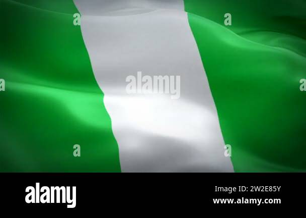 Nigerian flag Closeup 1080p Full HD 1920X1080 footage video waving in ...