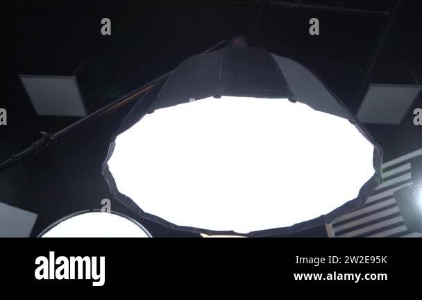Black and White Cyclorama. Dark room. Modern photo studio with ...
