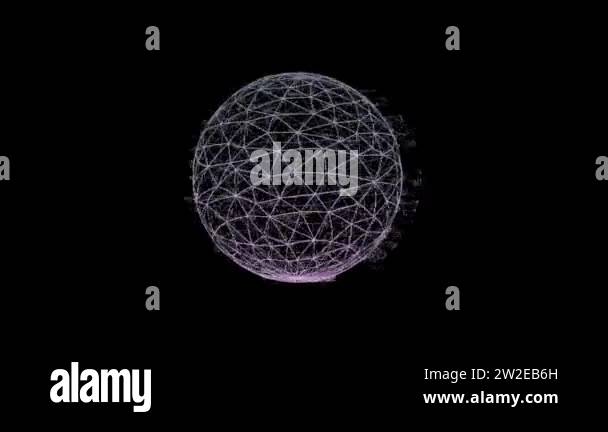 Glitched holographic 3D sphere on dark background. Holographic earth in ...