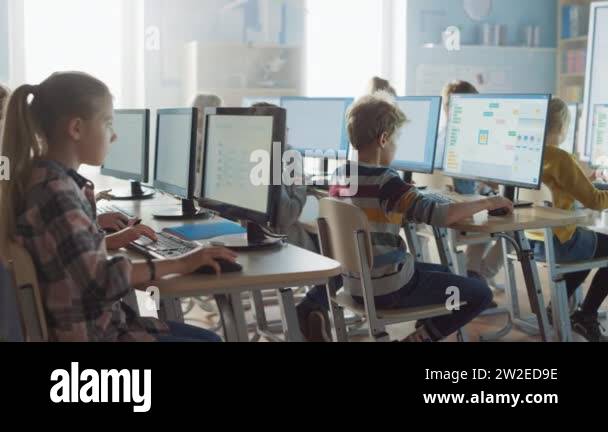 Elementary School Science Classroom: Teacher Educates Smart Little ...