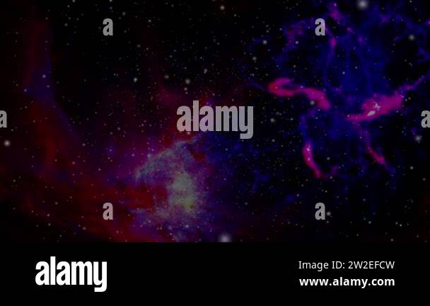 Seamless loop galaxy exploration through outer space towards glowing ...