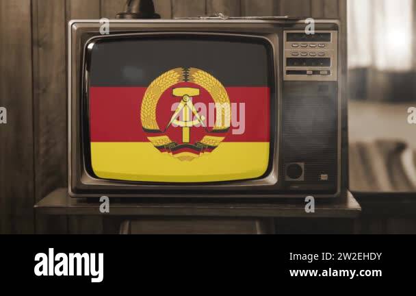 Flag of the German Democratic Republic (East Germany) on a Retro TV ...