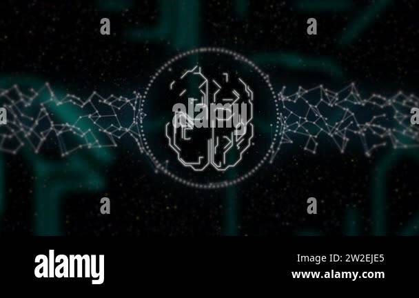 Artificial intelligence animation. Digital brain in circuit board ...