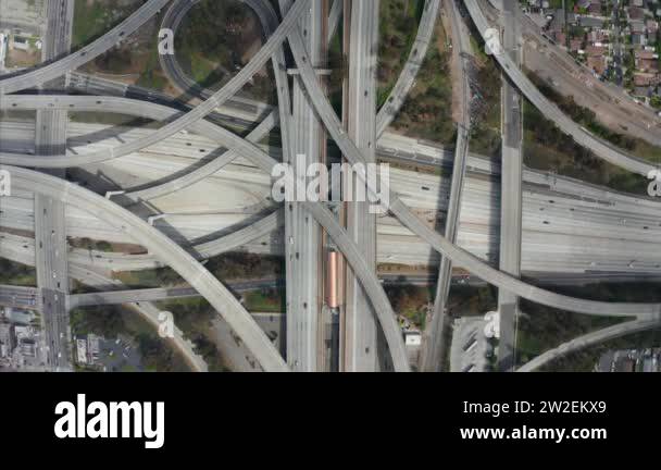 AERIAL: Spectacular Overhead Shot of Judge Pregerson Highway showing ...