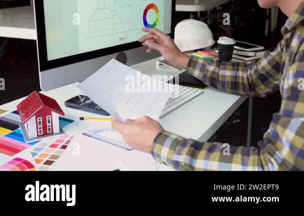 Designer drawing on blueprint Stock Videos & Footage - HD and 4K Video ...