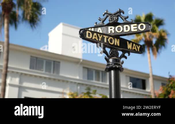World famous Rodeo Drive symbol, Cross Street Sign, Intersection in ...