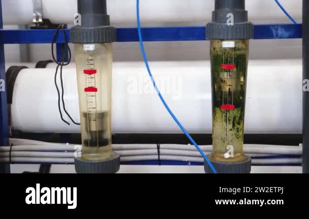 two rotameters, metering volumetric flow rate of water in tube, part of ...