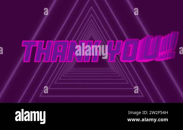 Animation of the words Thank You! written in neon glowing pink letters ...