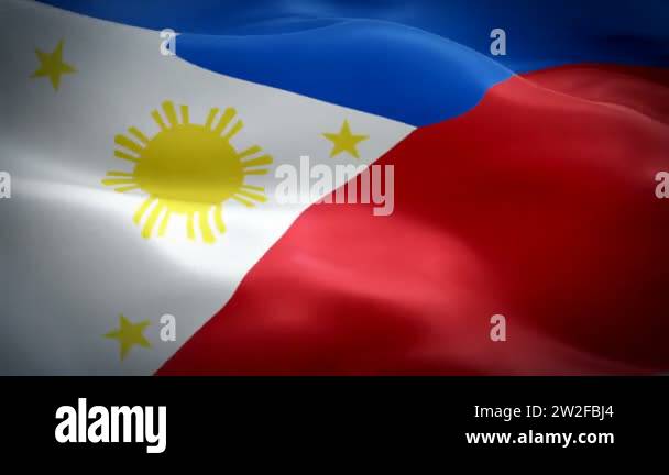 Filipino flag Closeup 1080p Full HD 1920X1080 footage video waving in ...