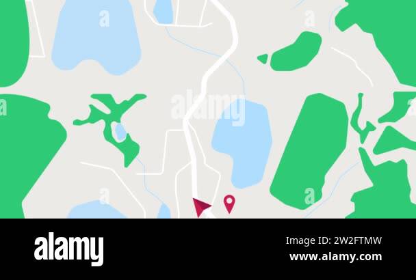 Gps Navigation map. Seamless Loop. The cursor moves along the road on ...