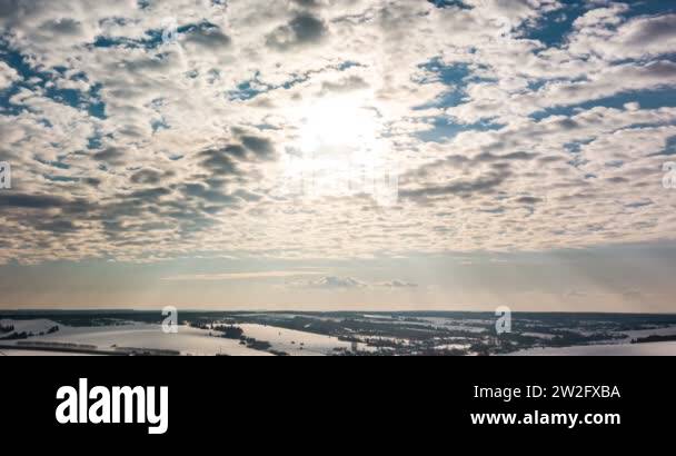 Beautiful cloudy sky in winter, winter time lapse. Sky 4K clouds ...
